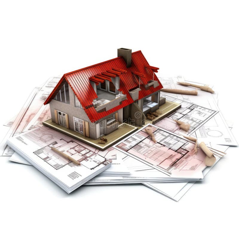House Plan with Plans on Top. House Stock Illustration - Illustration ...