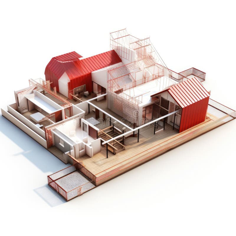 House Plan with Plans on Top. Stock Illustration - Illustration of ...