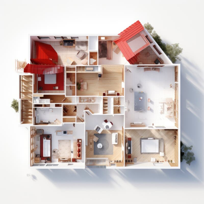 House Plan with Plans on Top. Stock Illustration - Illustration of ...