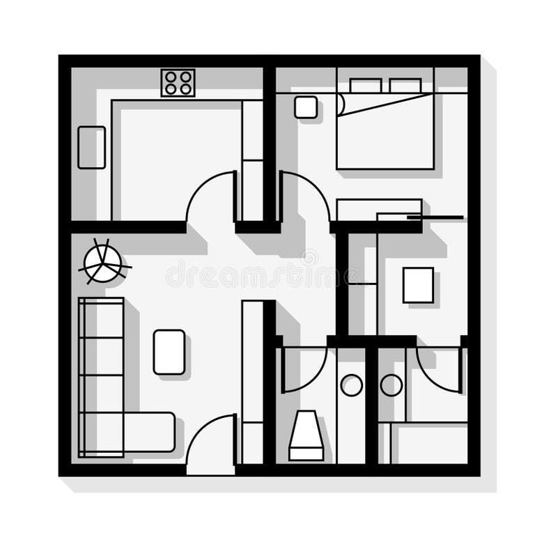 House Plan with Room Space. Architectural Design Drawing with Interior ...