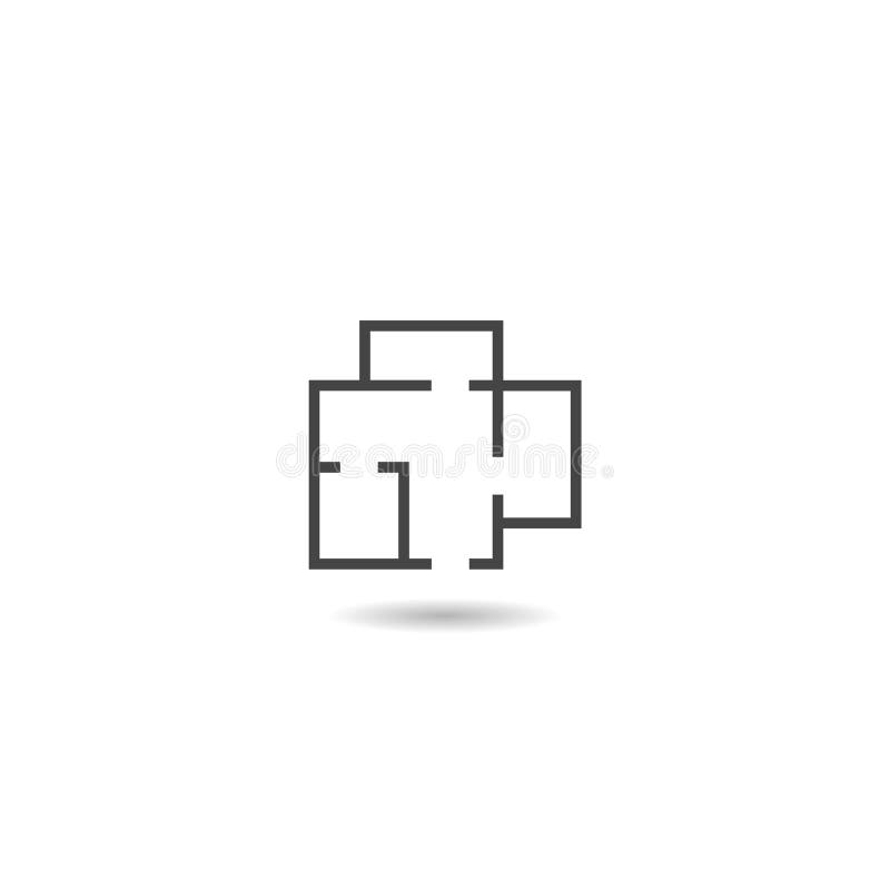 House Plan Simple Flat Icon with Shadow Stock Vector - Illustration of ...