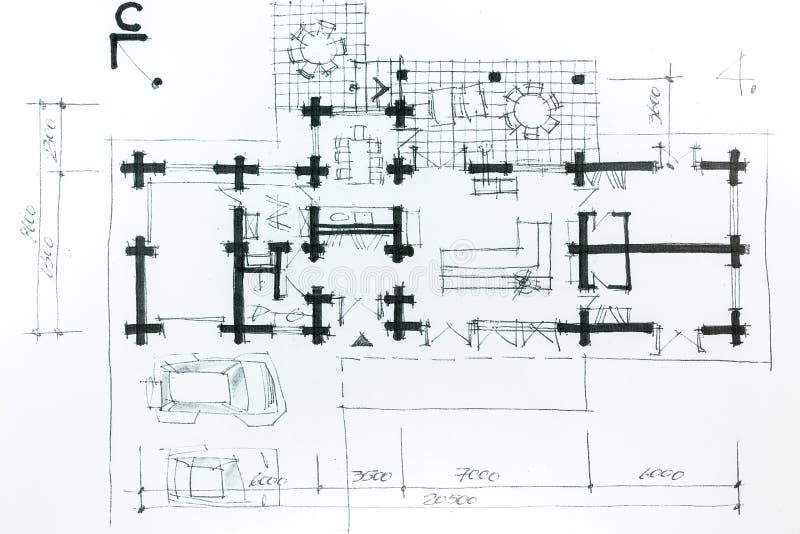 House sketch with pencil stock illustration. Illustration of view ...