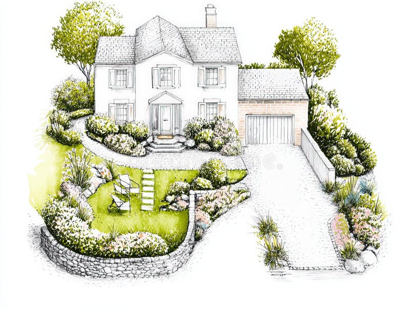 House Plan Sketch Technical Representation Focusing Layout Design Stock ...