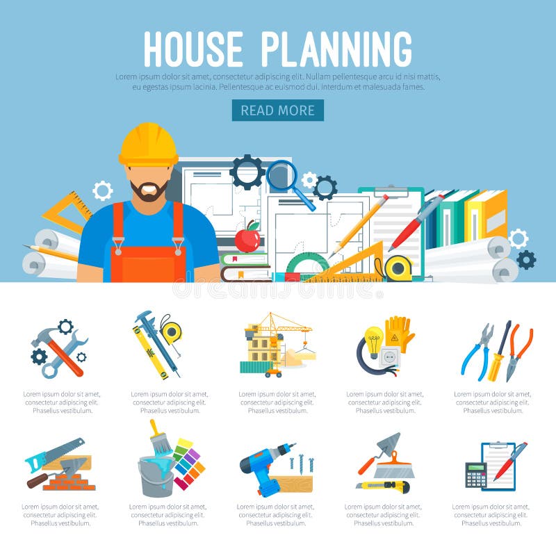House Planning or Construction Infographics Vector Stock Vector ...