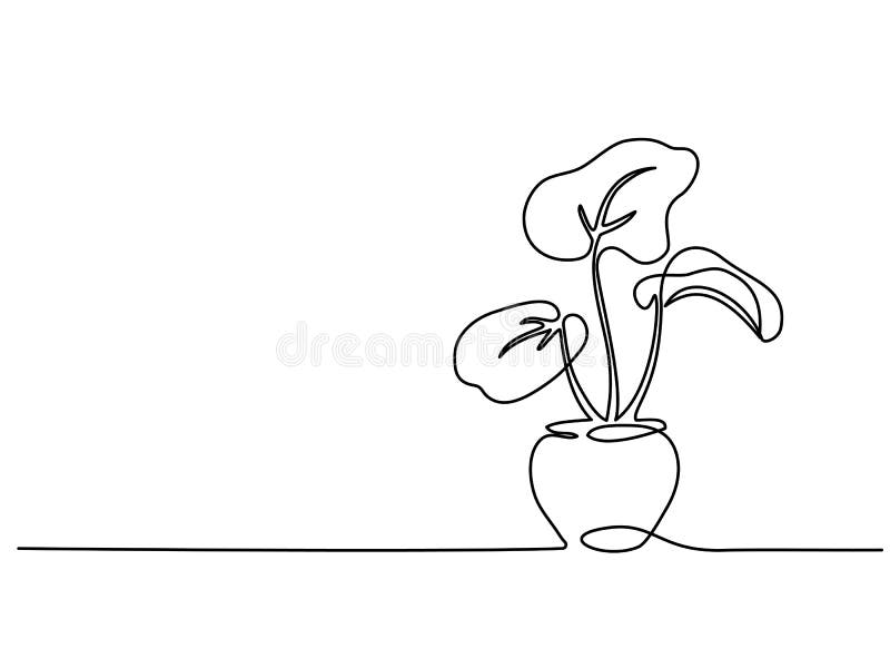 Continuous Line Drawing Hand Holding Flower Vector Illustration Stock