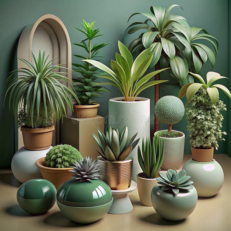 Elegant Indoor Plant Collection Muted Green Tones Stock Photos - Free & Royalty-Free Stock ...