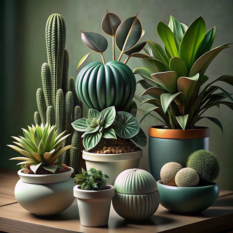 Elegant Indoor Plants in Stylish Pots, Home Decor Stock Image - Image ...