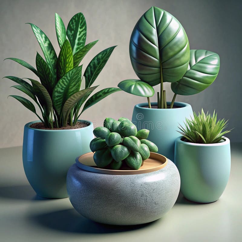 Assorted Indoor Plants Stylish Pots Minimalist Aesthetic Stock Photos ...