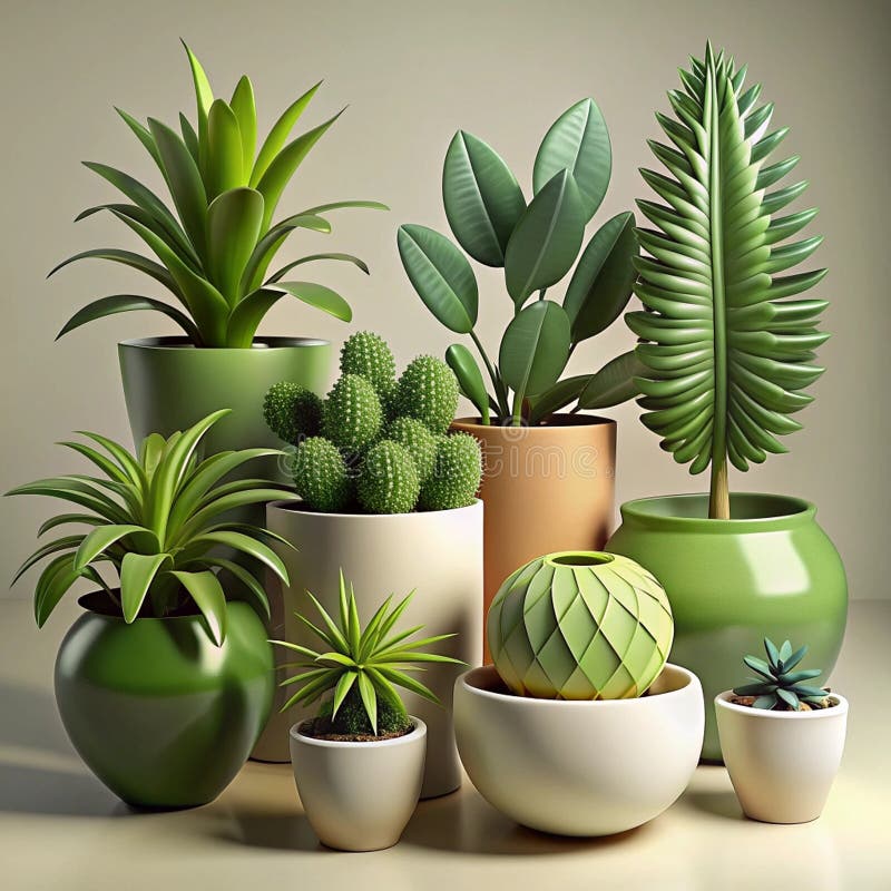 Assorted Potted Plants for Home Decoration and Interior Stock Photo ...
