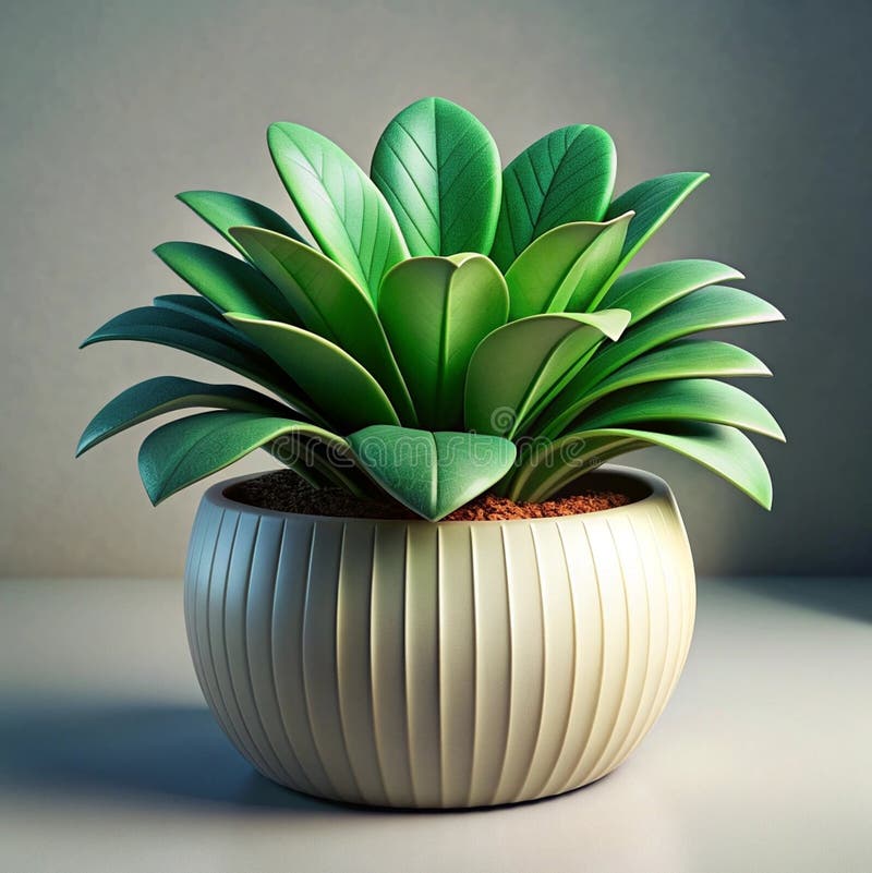 Green Plant in Modern Pot on Neutral Background Stock Photo - Image of ...