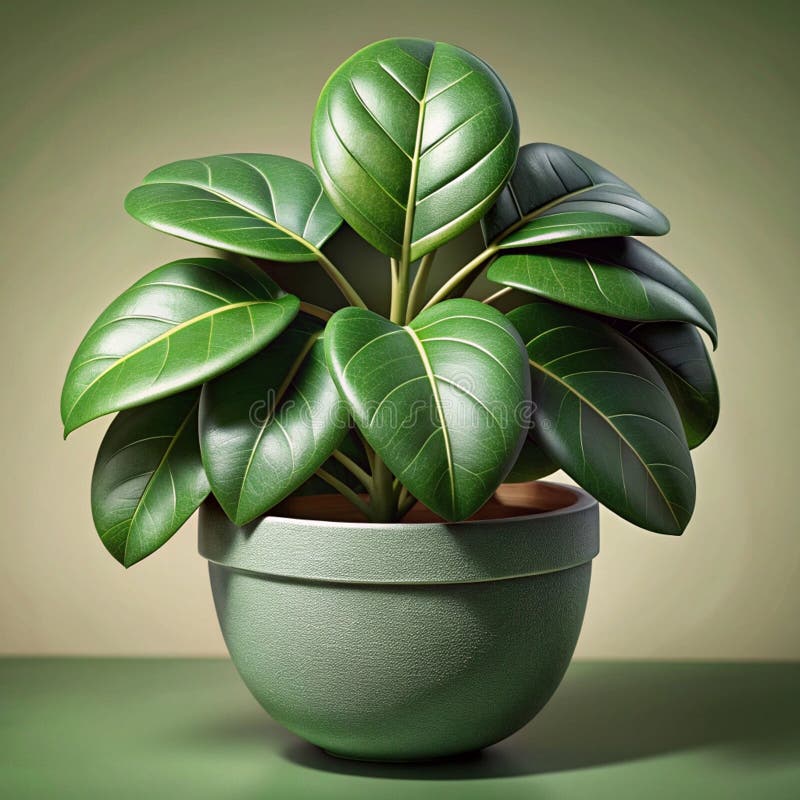 Ficus Audrey Plant in Pot, Vibrant Green Leaves Stock Illustration ...