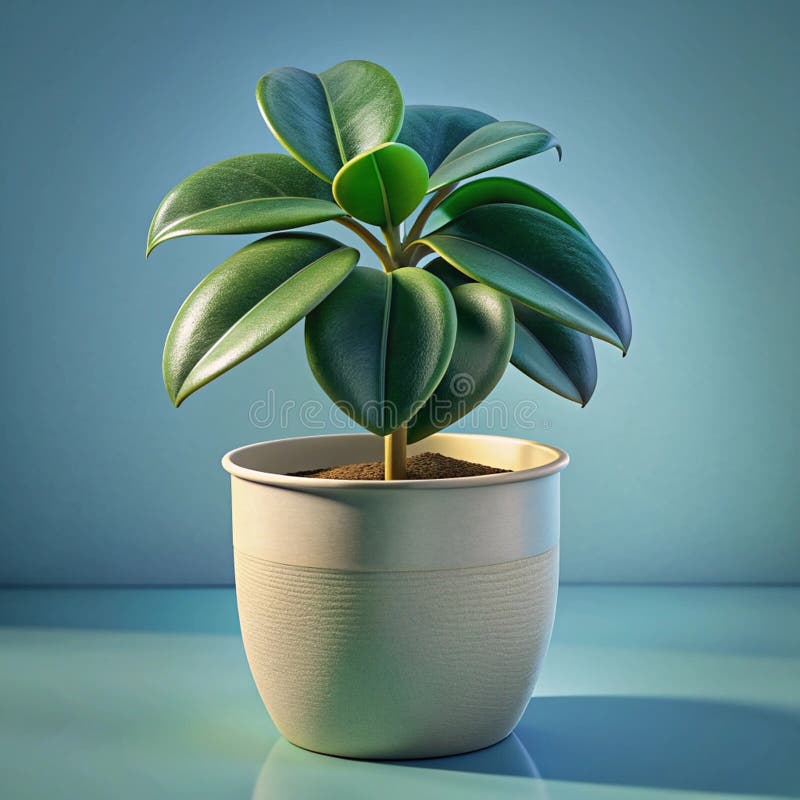 Rubber Plant in White Pot on White Background Concept Minimalist Home ...