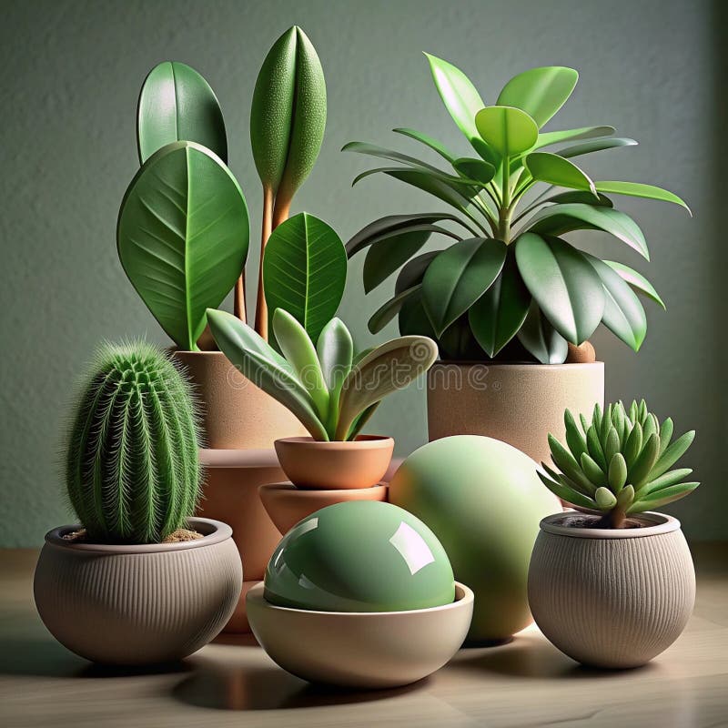 Modern Still Life Plants Spheres Neutral Tones Stock Photos - Free ...