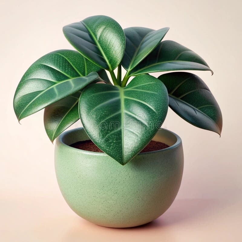 Rubber Plant in White Pot on White Background Concept Minimalist Home ...