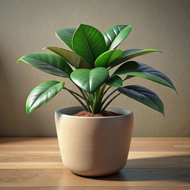 Rubber Plant in White Pot on White Background Concept Minimalist Home ...