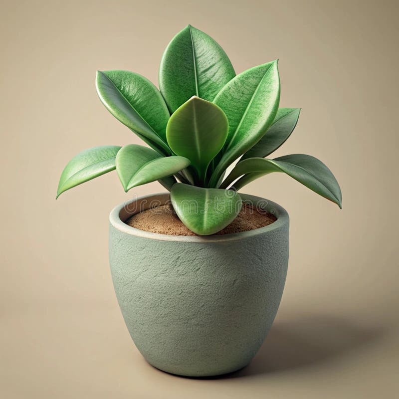 Rubber Plant in White Pot on White Background Concept Minimalist Home ...