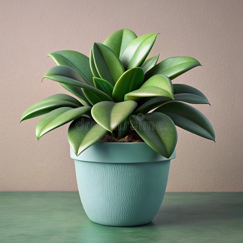 Rubber Plant in White Pot on White Background Concept Minimalist Home ...