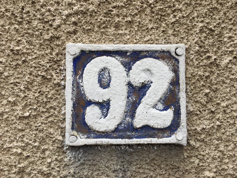 92 on house plate stock image. Image of home, metal, number - 85928947