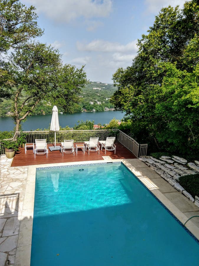 House with a Pool Watching a Lake Stock Image - Image of relax, texas ...