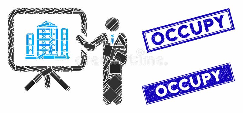 House Presentation Mosaic and Distress Rectangle Occupy Stamps Stock ...