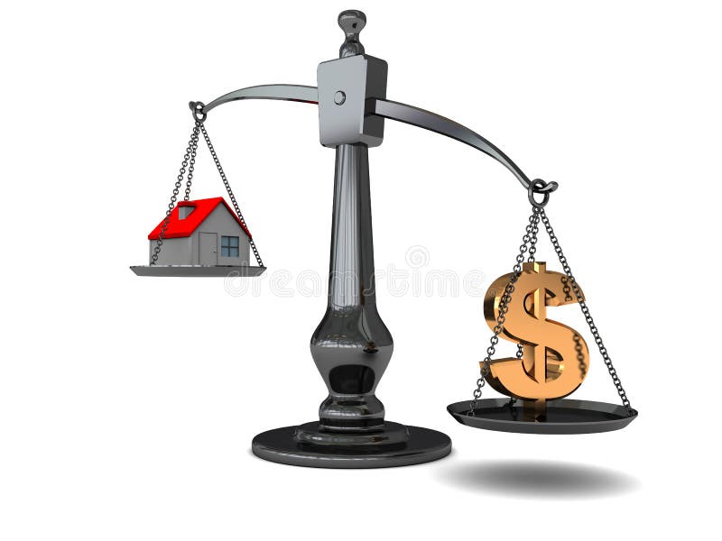 Scale, House and Piggy Bank Stock Illustration - Illustration of scale ...