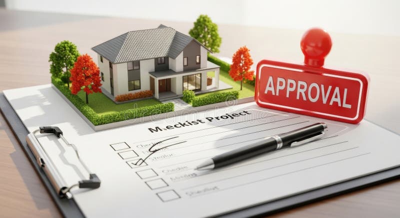 House Project Approval with Checklist and Stamp Stock Illustration ...