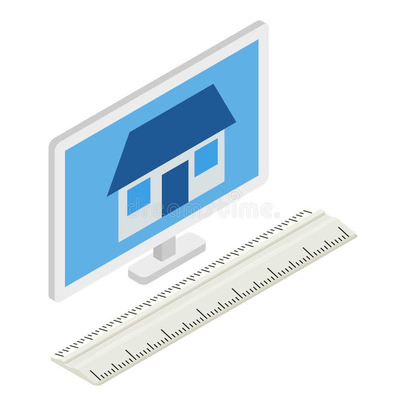 House Project Icon Isometric Vector. Building Icon on Monitor and ...