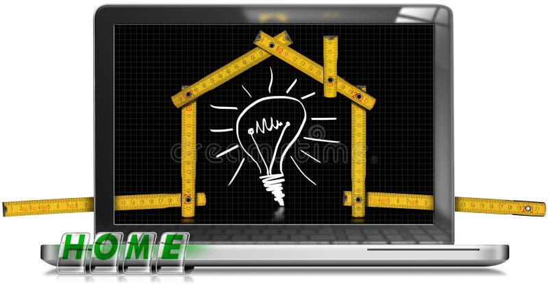 House Project - Laptop and Meter Tool Stock Illustration - Illustration ...