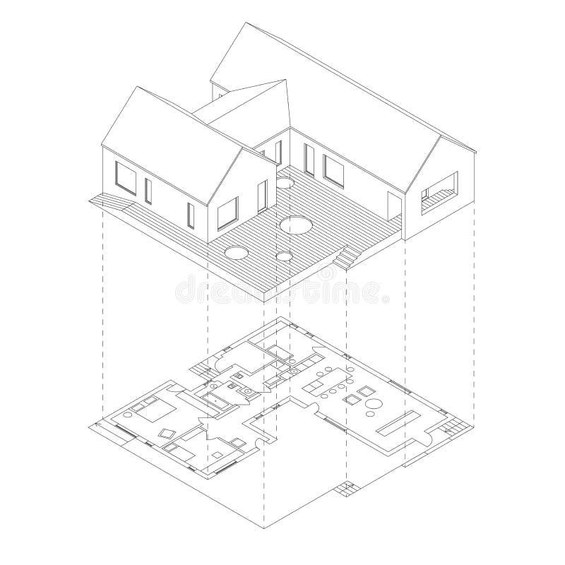 House projection with plan stock vector. Illustration of concept - 68814480
