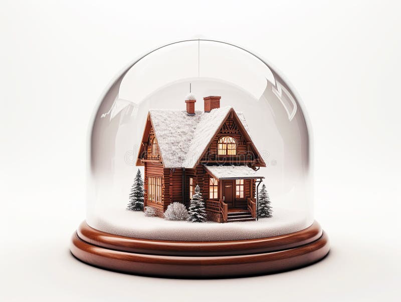House Protected by a Glass Dome on a White Background. Home Protection ...