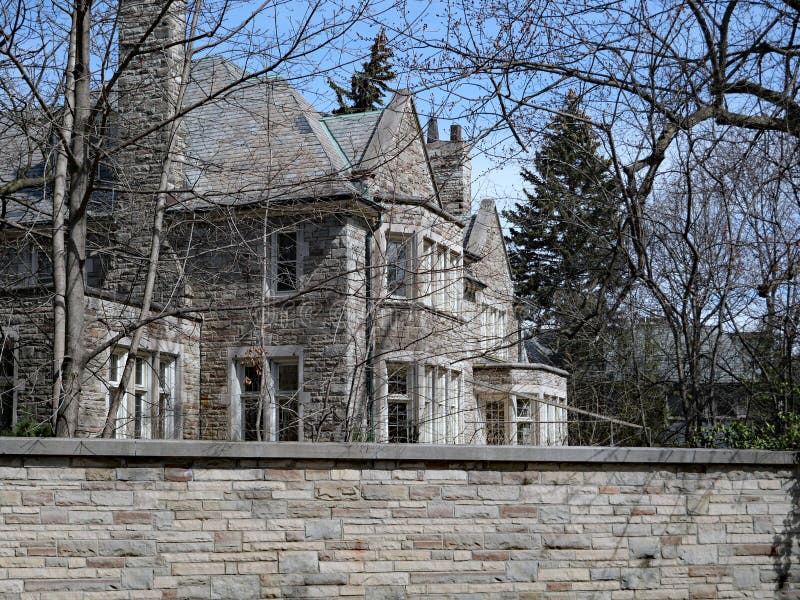 House Protected by a High Stone Wall Stock Image - Image of house ...