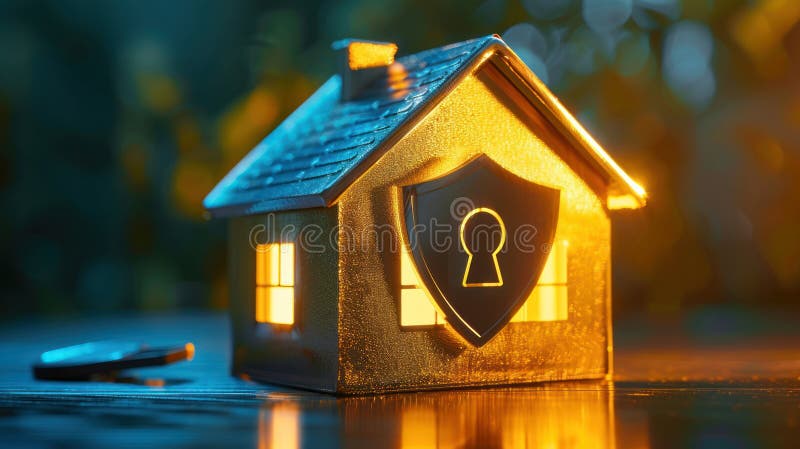 A House Protected by a Shield Icon Representing Home Insurance Stock ...
