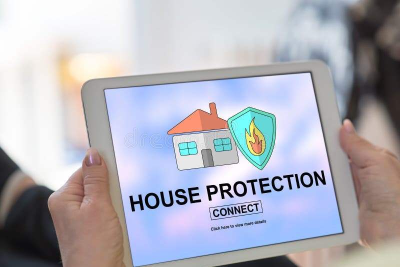House Protection Concept on a Tablet Stock Image - Image of business ...