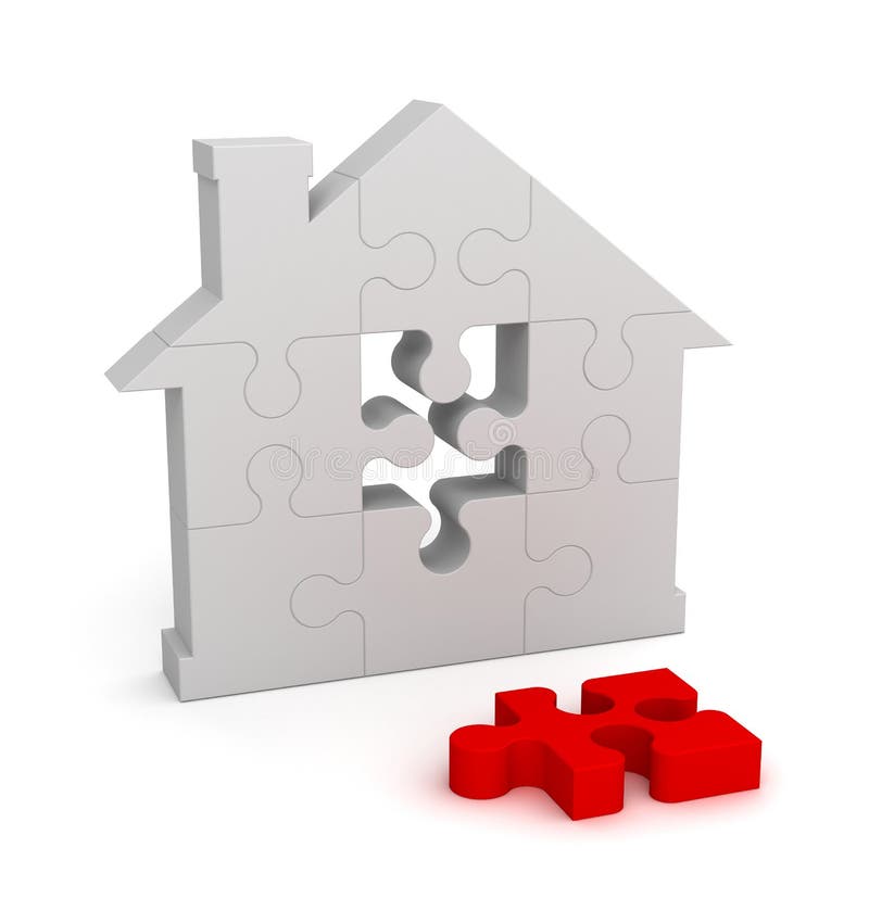 House Puzzle Concept 3d Illustration Stock Illustration - Illustration ...