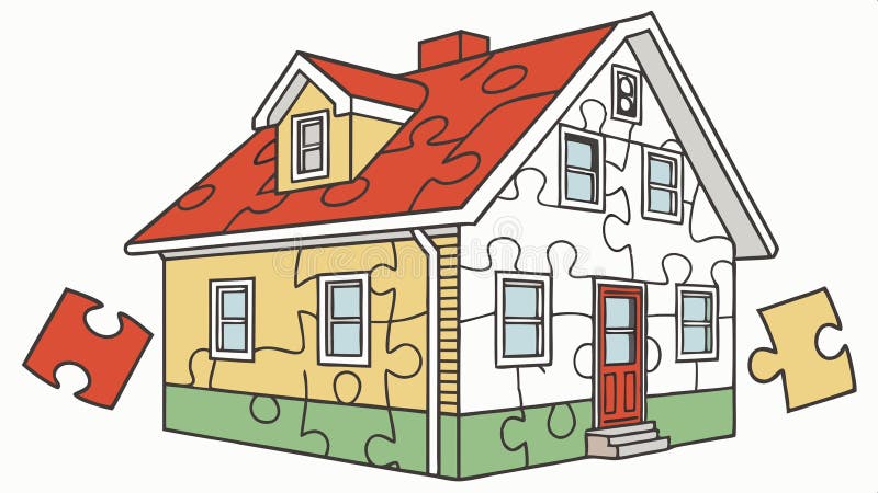 House Puzzle Piece Fitting, Home Building Solution Vector. Vector ...
