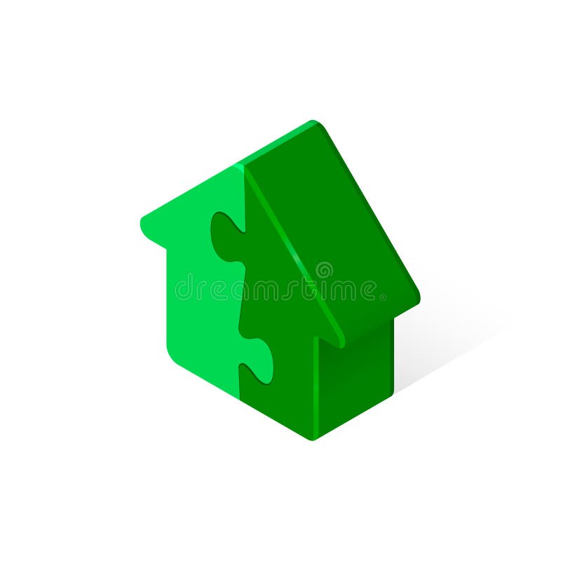 House from Puzzles Isometric Illustration, Vector Green Home 3d Symbol ...