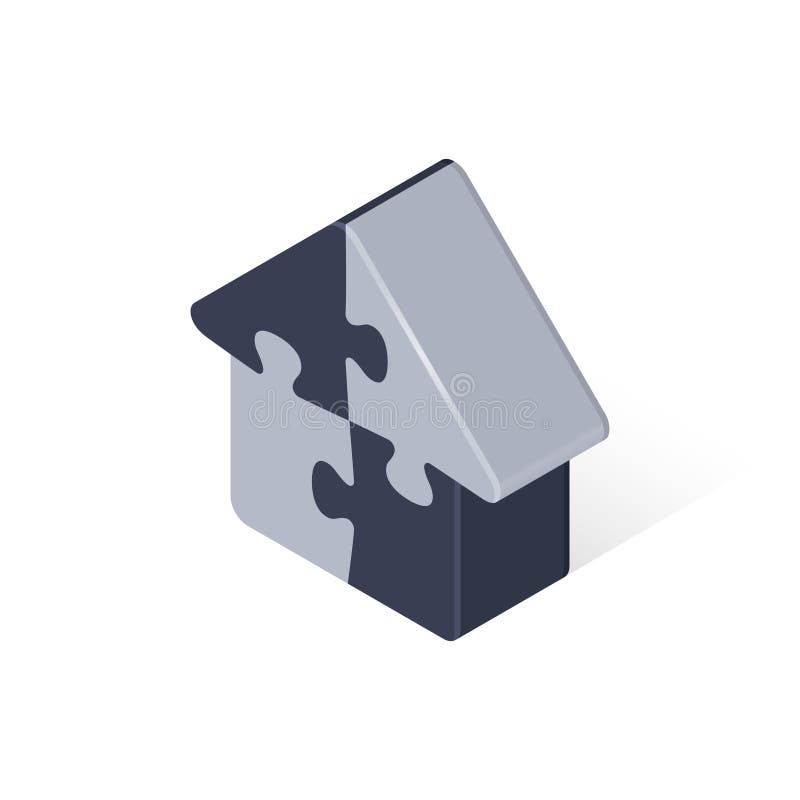 House from Puzzles Isometric Illustration, Vector Home Monochrome 3D ...