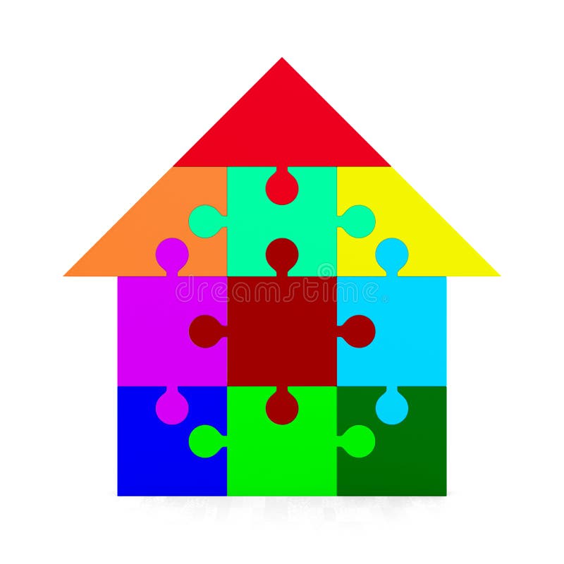House from Puzzle on White. Isolated 3D Stock Illustration ...