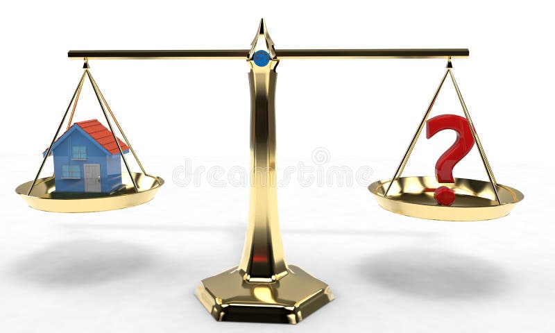 House and Question Mark Balance , 3d Stock Illustration - Illustration ...