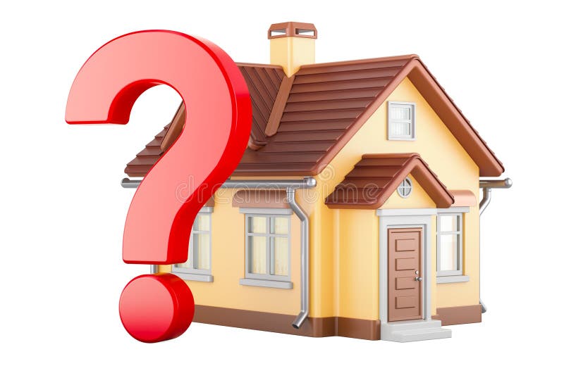 House with Question Mark, 3D Rendering Stock Illustration ...
