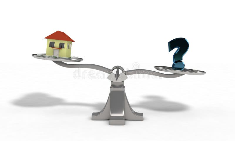 House and Question Mark Win Concept, 3d Render Stock Illustration ...