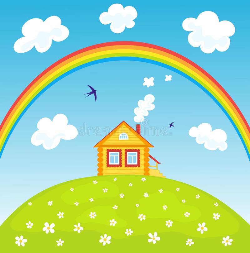 House and rainbow stock vector. Illustration of icon - 18523834