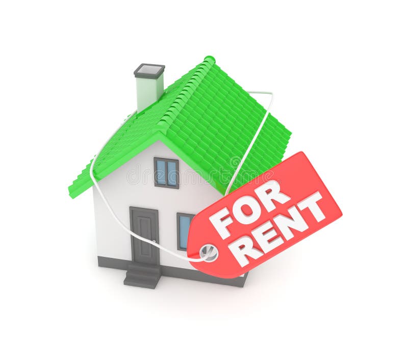 House Real Estate for Rent. 3D Rendering. Stock Illustration ...