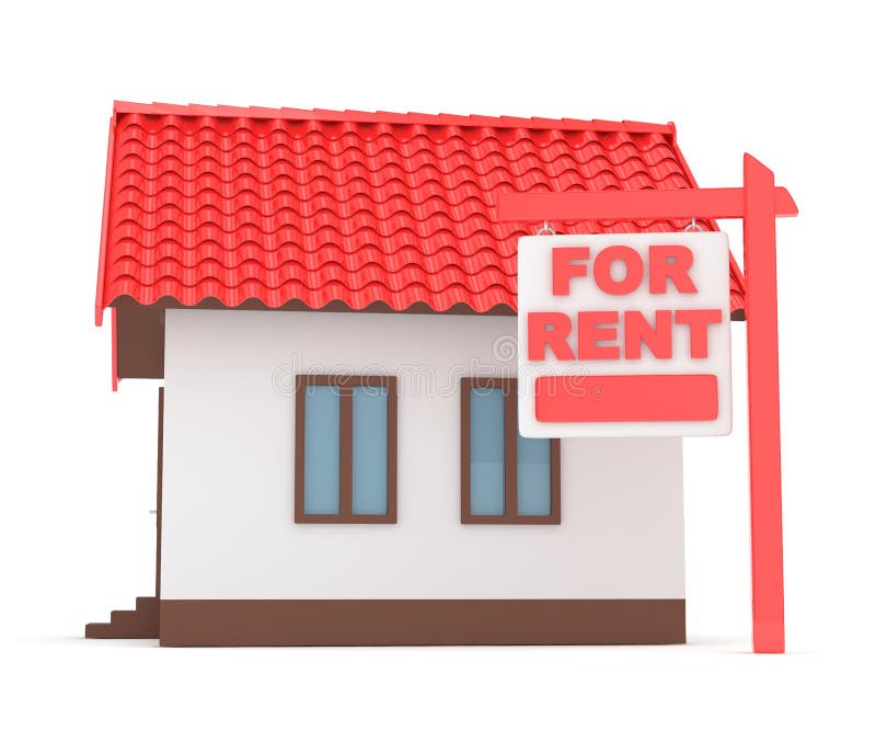 House Real Estate for Rent. 3D Rendering. Stock Illustration ...