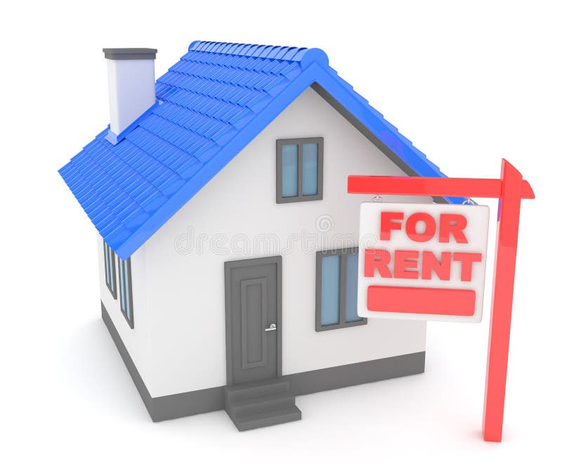 House Real Estate for Rent. 3D Rendering. Stock Illustration ...