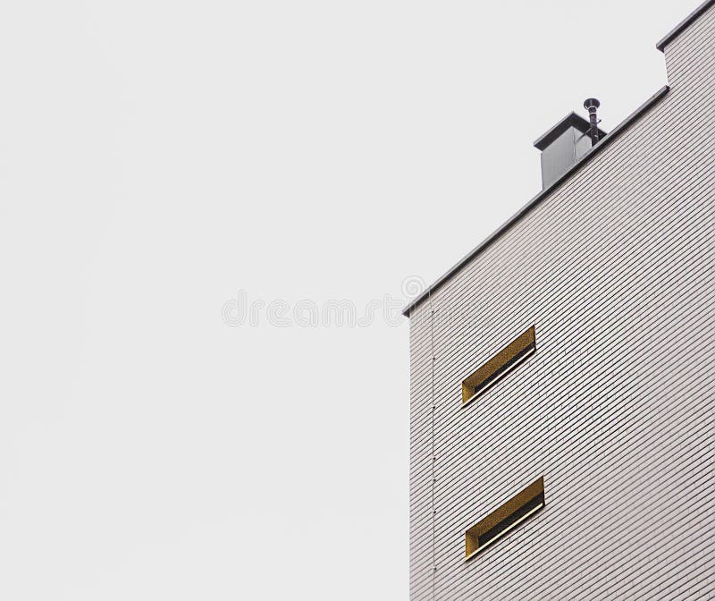 A House with Rectangular Windows Against a Gloomy Sky. Geometry and ...