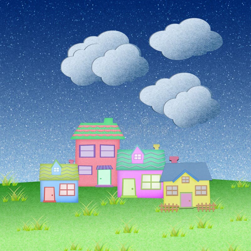 House from recycle paper stock illustration. Illustration of shadow ...