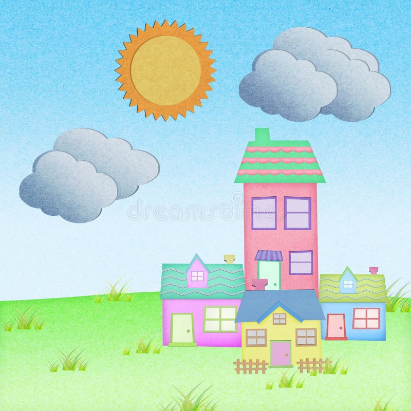 House from recycle paper stock illustration. Illustration of exterior ...