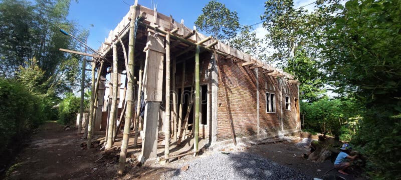 House with Red Brick Cast Roof Ready To Be Finished Stock Photo - Image ...