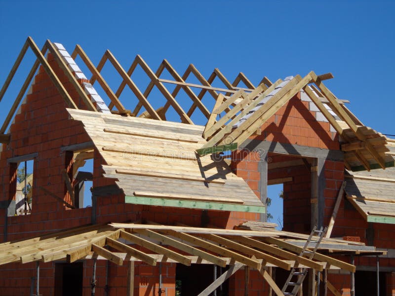 House with Red Brick in the Construction Stock Photo - Image of ...